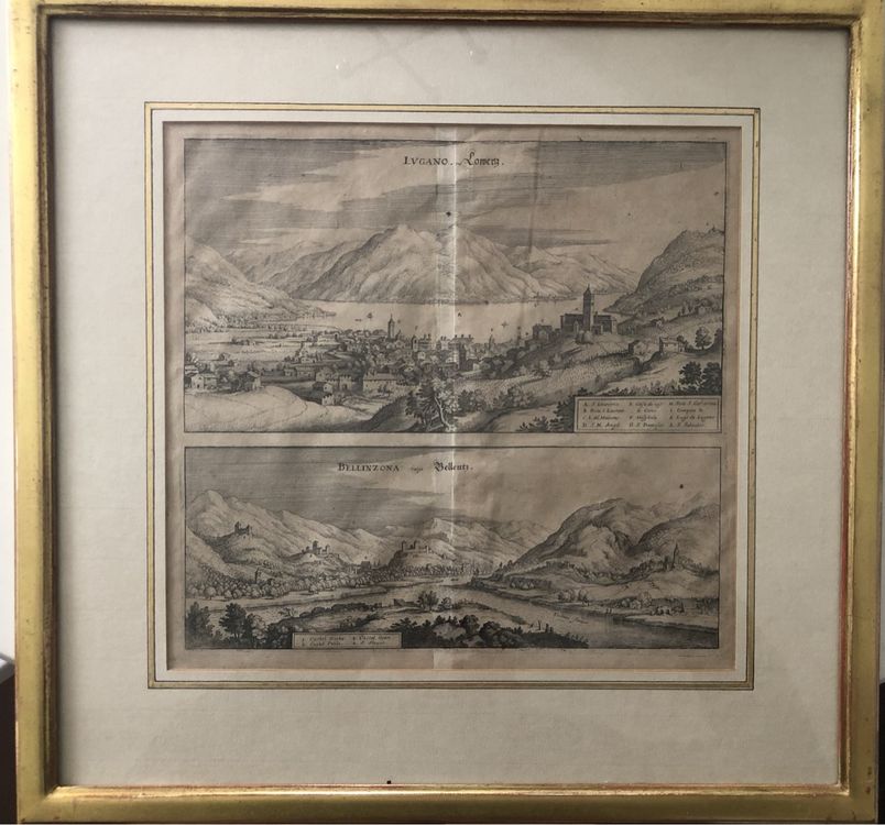 M.Merian Original. Kupferdruck Lugano-Bellinzona (Gebraucht) in Mezzovico für CHF 200 – mit ...