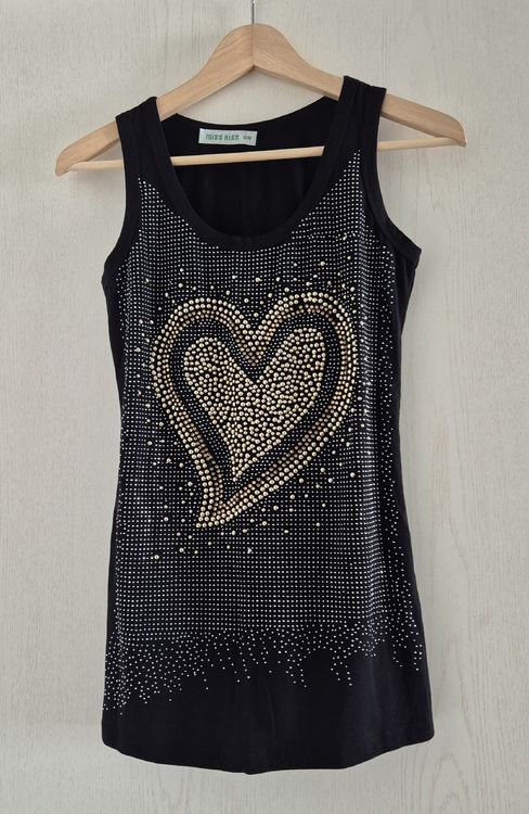 Schwarzes Top mit Strass-Herz Gr. S (Neu (gemäss Beschreibung)) in ...