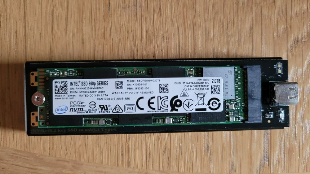 Intel SSD 660P Series 2TB m.2 2280 in einem USB3 - Gehäuse | Kaufen auf ...