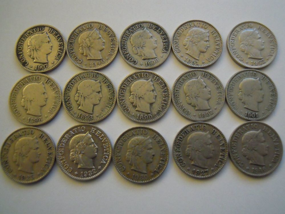 15 x 5 Rp. uralt ab 1882 (Gebraucht) in Kriegstetten für CHF 2.25 – mit Lieferung auf Ricardo kaufen