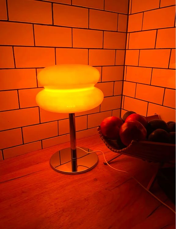 Orange Glass & Chrome Table Lamp Retro Style (Neu und originalverpackt ...