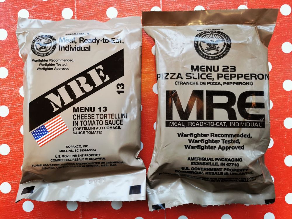 2x Original US Army MRE Menüs #13 und #23 Insp. 2023/24 (Neu und ...