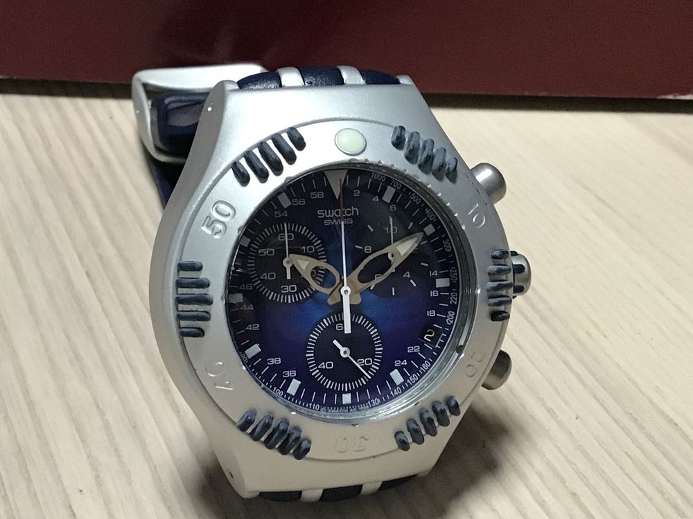Swatch Irony Chrono Retro Aluminium Uhr Herrenuhr selte (Neu (gemäss ...