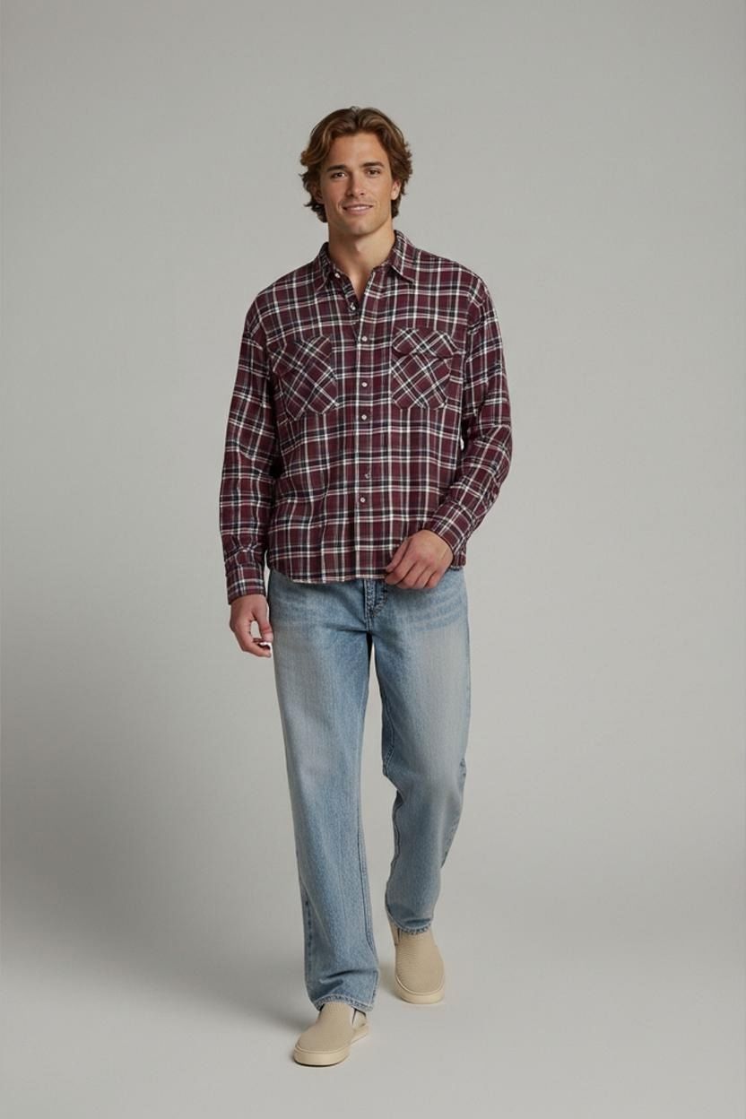 Vintage Sears Roebuck Plaid Flannel Button-Down Shirt - (Gebraucht) in ...