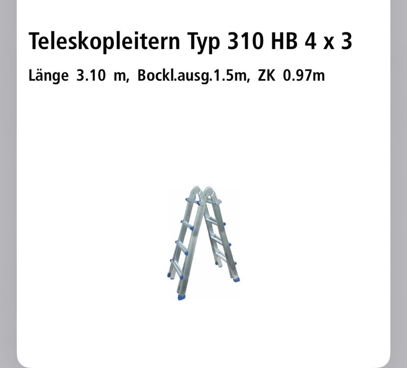 Teleskopleiter Alu 4-teilig HB Systeme 3.10m Leiter (Gebraucht) in ...