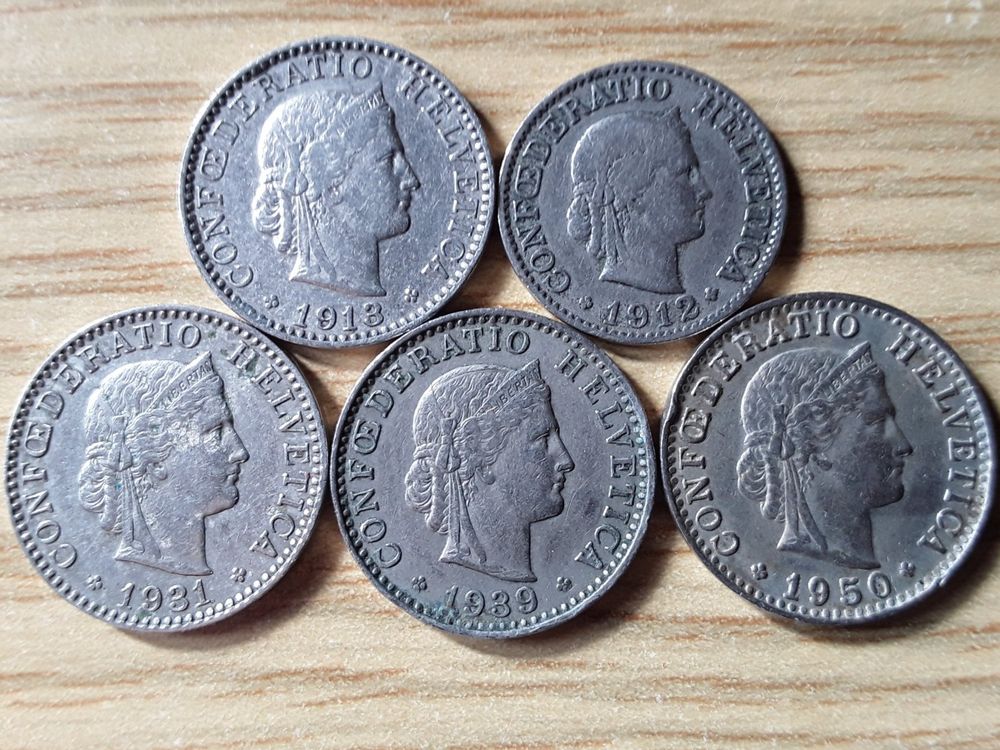 Rappen-Lot - 10 und 20 Rp. 1912 bis 1950 - 5 Stück! | Kaufen auf Ricardo