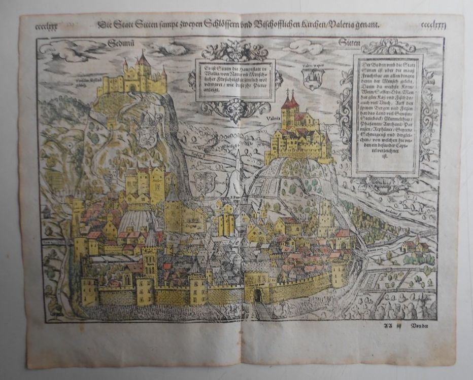 Sitten. Kolorierter Holzschnitt von 1578. (Gebraucht) in Basel für CHF ...