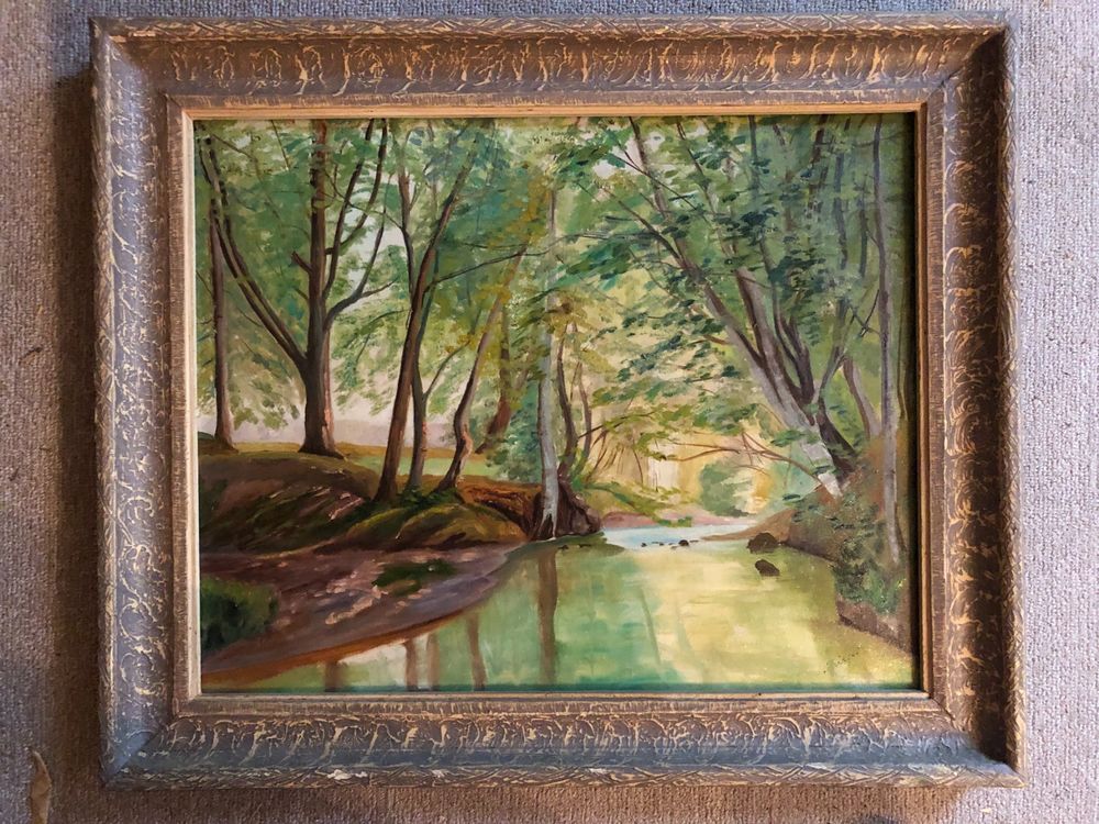 Gemälde Wald mit Bach, Grösse ca. 75x64 cm mit Rahmen (Gebraucht) in Wallbach für CHF 20 – nur ...