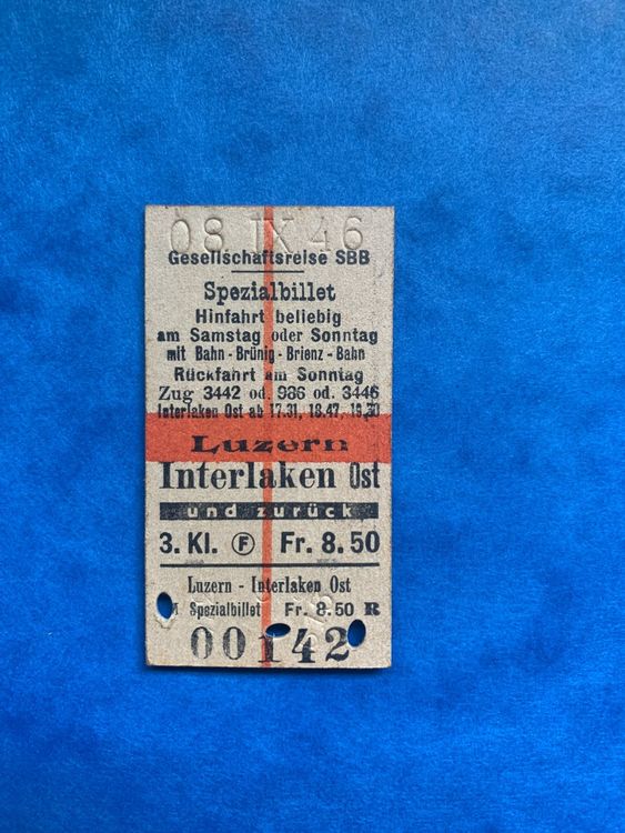 SBB Billet 1946 - 3.Klasse - Spezialbillet Luzern-Interlaken (Gebraucht) in Riehen für CHF 25 ...