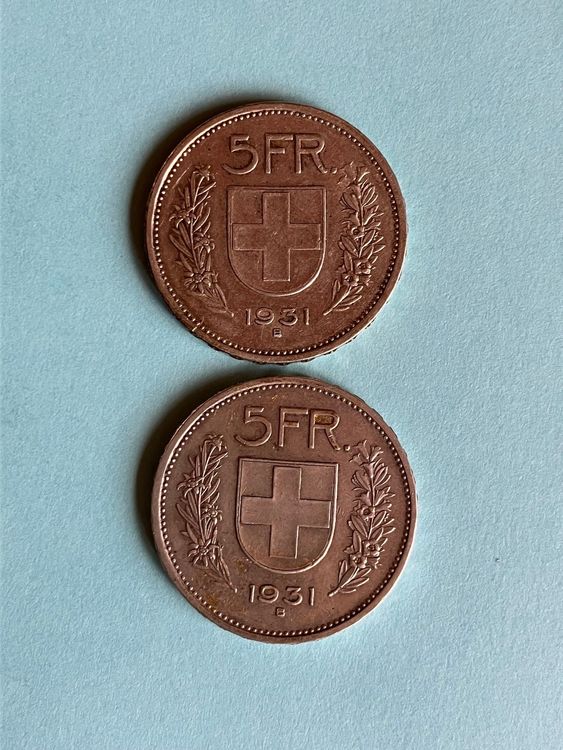 5 Franken 1931 Abart 10 + 13 Sterne (Gebraucht) in untervaz für CHF 26 – mit Lieferung auf ...