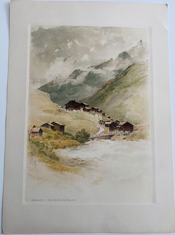 ZERMATT THE RIFFEL ALP ROUTE Aquarell monogrammiert | Kaufen auf Ricardo