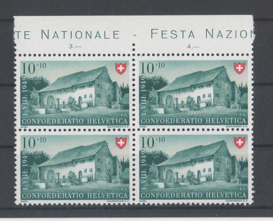 Viererblock PP 43 mit zwei nicht kat. Plattenfehler ** (Neu (gemäss Beschreibung)) in Egliswil ...