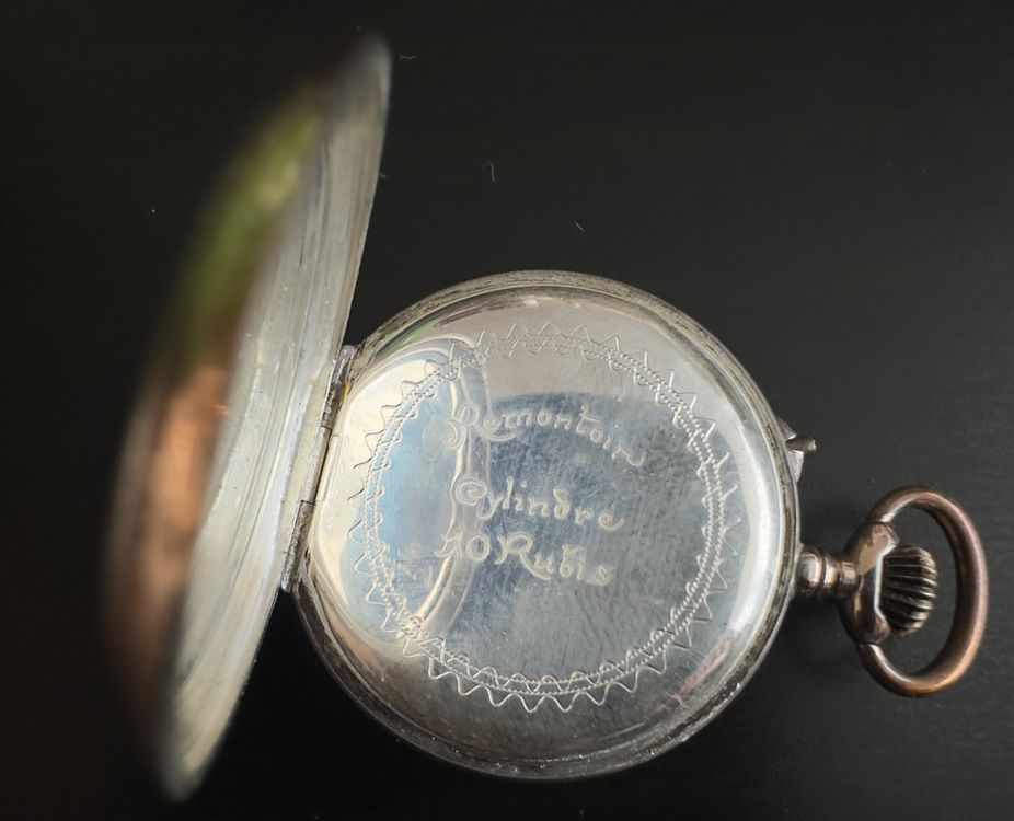 Antik Silberne Taschenuhr, Remontoir Cylindre, 10 Rubis (Gebraucht) in ...