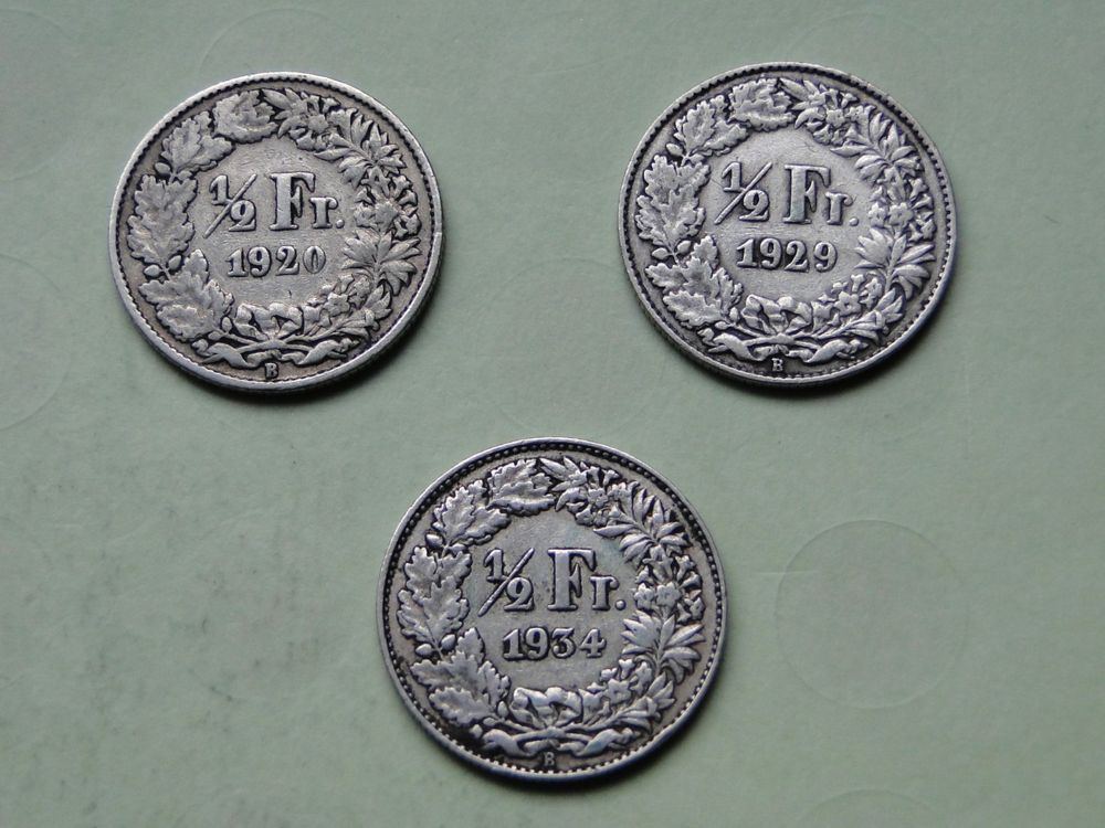 3x 1/2 Fr. (50 Rappen) 1920 - 1929 - 1934 | Kaufen auf Ricardo