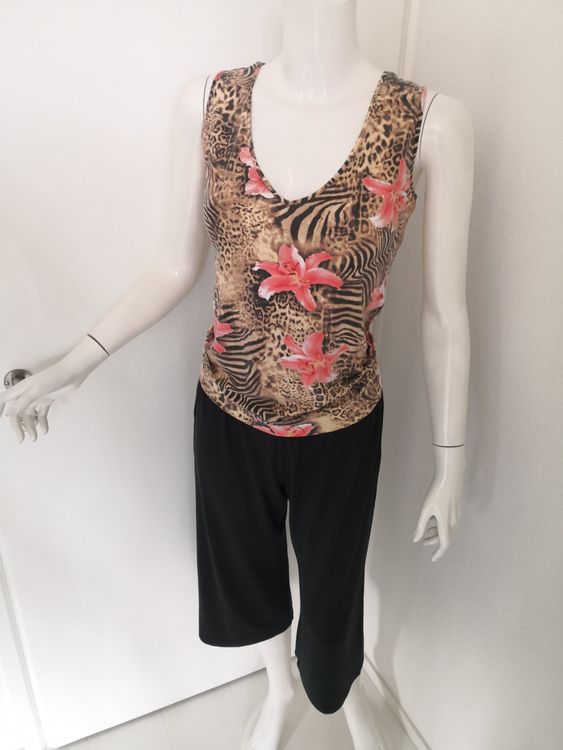 🤩2 STK: TRIUMPH PYJAMA SET TOP & HOSE ANIMAL & BLUMEN DRUCK (Gebraucht ...