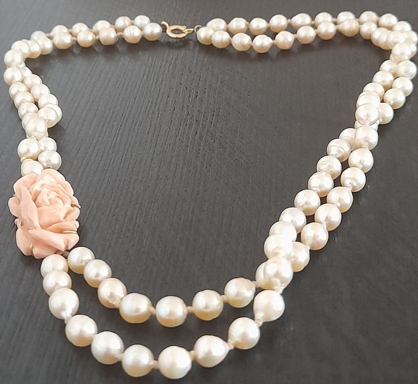 Collier antique en or 18cts/750,perles naturelles et Corail (D'occasion ...