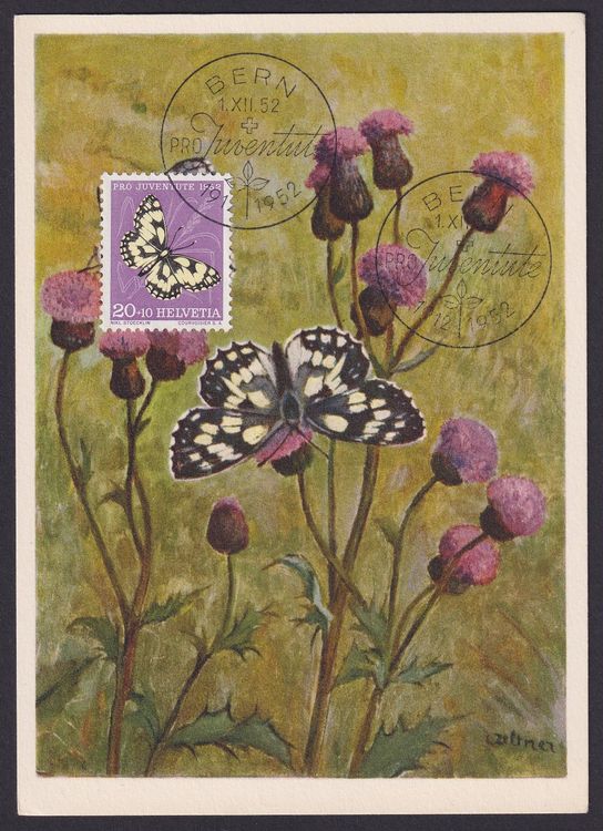 1952, J145 Maximumkarte, Schmetterling "Damenbrett" Ersttag | Kaufen auf Ricardo
