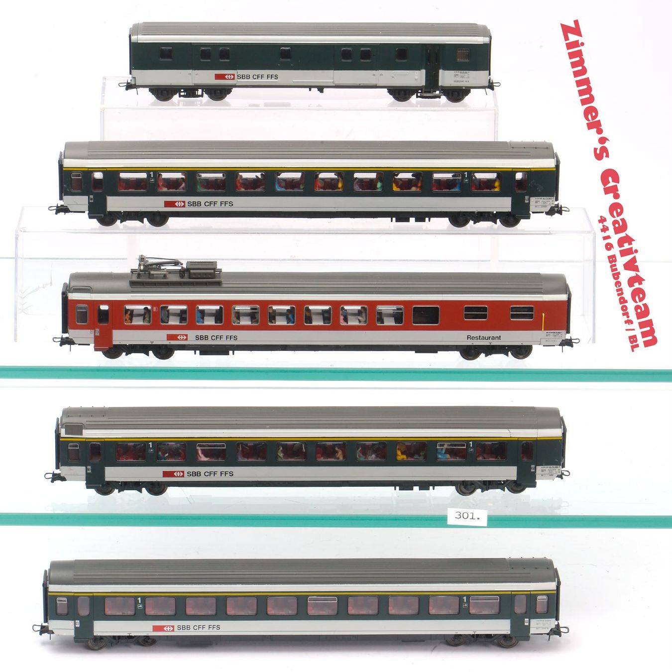 5 Roco SBB Schnellzugswagen, teilw. belebt, H0, GS (Gebraucht) in ...