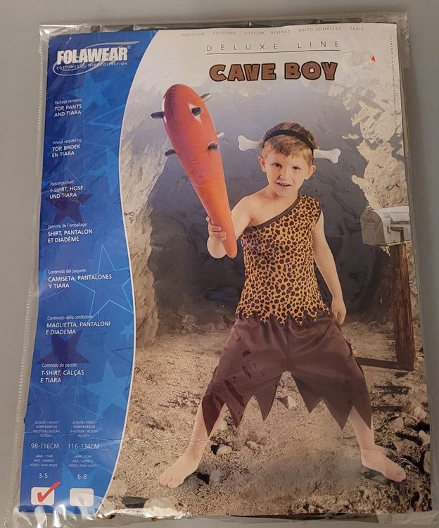 Cave Boy Kostüm Junge Grösse 3 bis 5 Jahre (Neu (gemäss Beschreibung ...