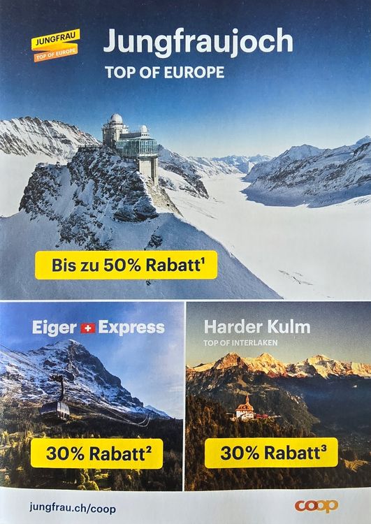 Gutschein Coop Jungfraujoch, Eiger Express, Harder Kulm (Neu (gemäss Beschreibung)) in ...