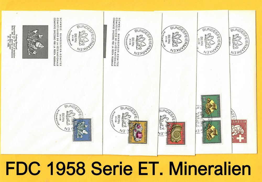 FDC 1958 Pro Patria Serie ET. Bundesfeier (Gebraucht) in Bützberg für CHF 6 – mit Lieferung auf ...