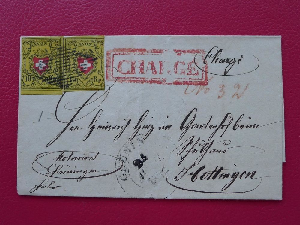 1852, 16II, CHARGÉE-Brief: GRÜNINGEN echter GRUPPEN-ABSTAND! (Gebraucht ...