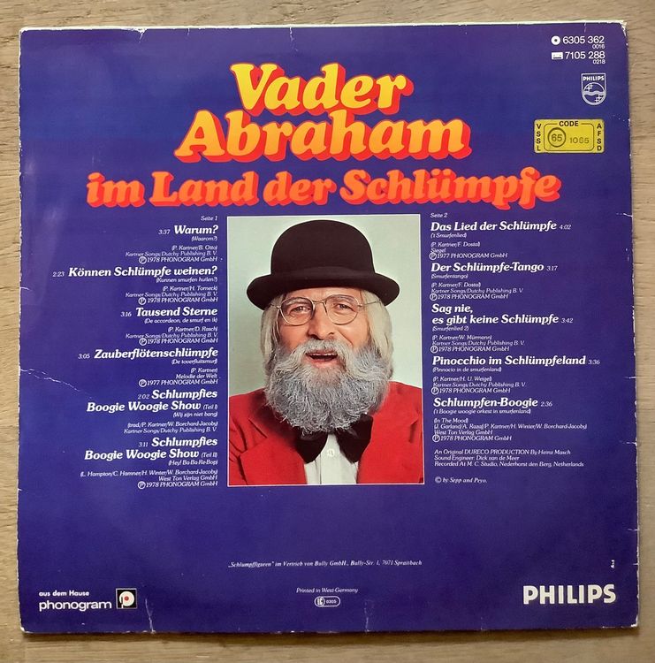 1978 VADER ABRAHAM „IM LAND DER SCHLÜMPFE“ Album Vinyl 12“ (Gebraucht ...