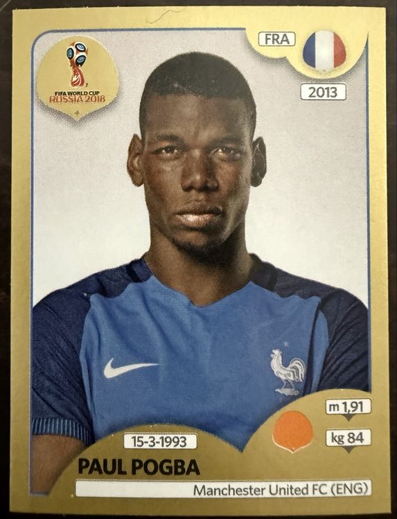Autocollant Panini Paul Pogba, Gold Edition, Russie 2018 (Neu (gemäss ...