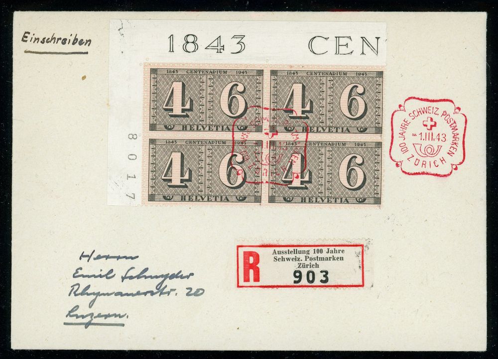 Bedarfsbeleg: 258 Viererblock R-Brief, SSt. S.240, 1943 | Kaufen auf Ricardo