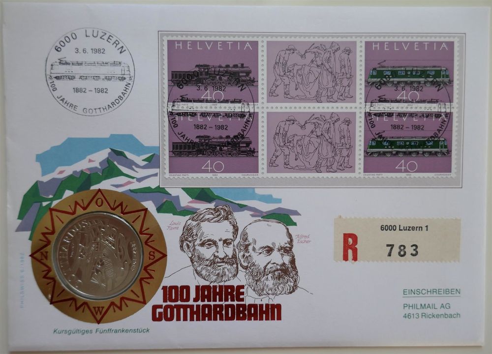 Numis-Brief 1982, 100 Jahre Gotthardbahn (Gebraucht) in für CHF 9 – mit ...
