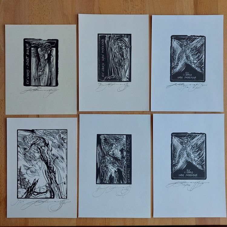 6 Exlibris Igor Rumansky - Original Holzstiche signiert (Gebraucht) in ...