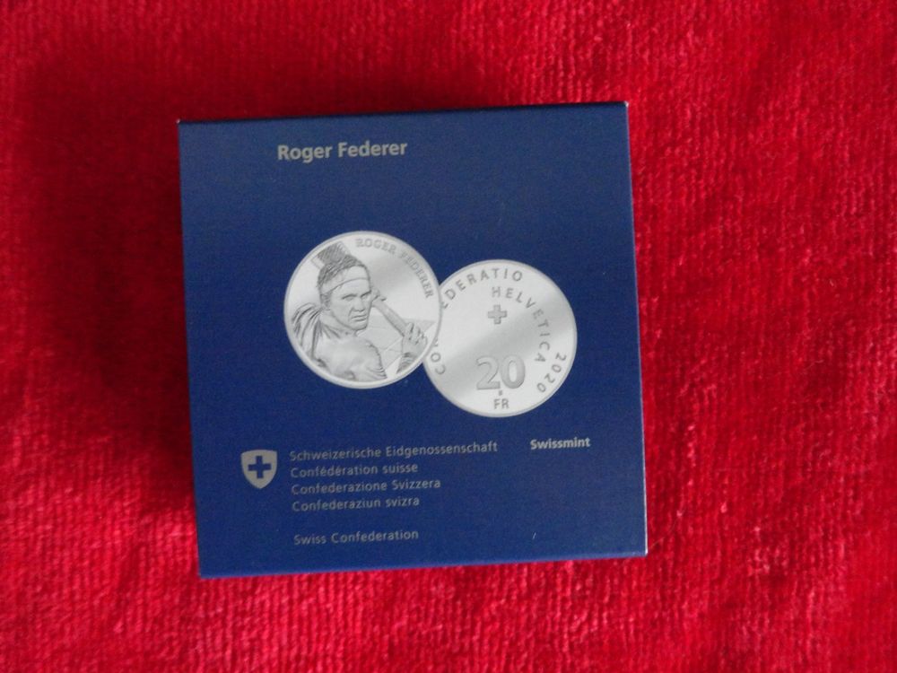 Roger Federer Silber-Gedenkmünze 2020 Swissmint (Neu und originalverpackt) in Gerlafingen für ...