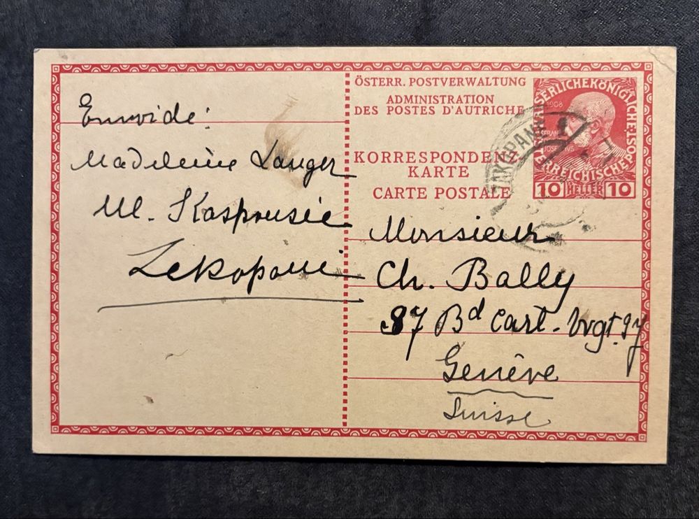 Carte Postale Autriche Ancienne 10 Heller pour Genève Rare! (D'occasion) à Carouge GE pour CHF 1 ...