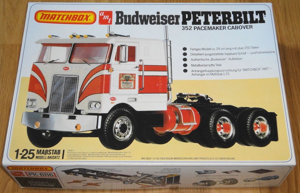 AMT MATCHBOX BUDWEISER PETERBILT 352 PACEMAKER CABOVER 1:25 | Acheter ...