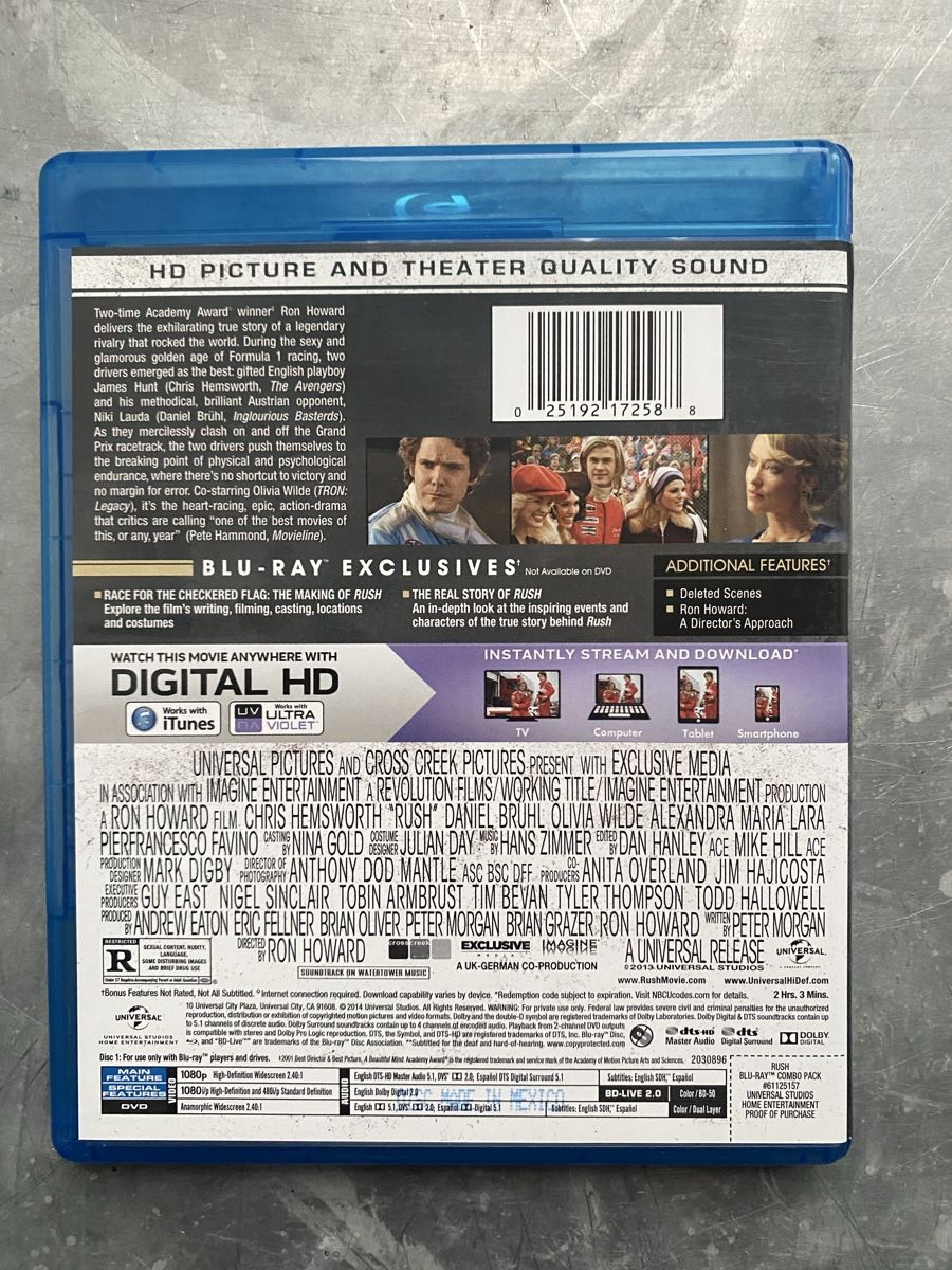 Rush - Bluray - Formel 1 - Drama, Sport [2013] (Gebraucht) in ...