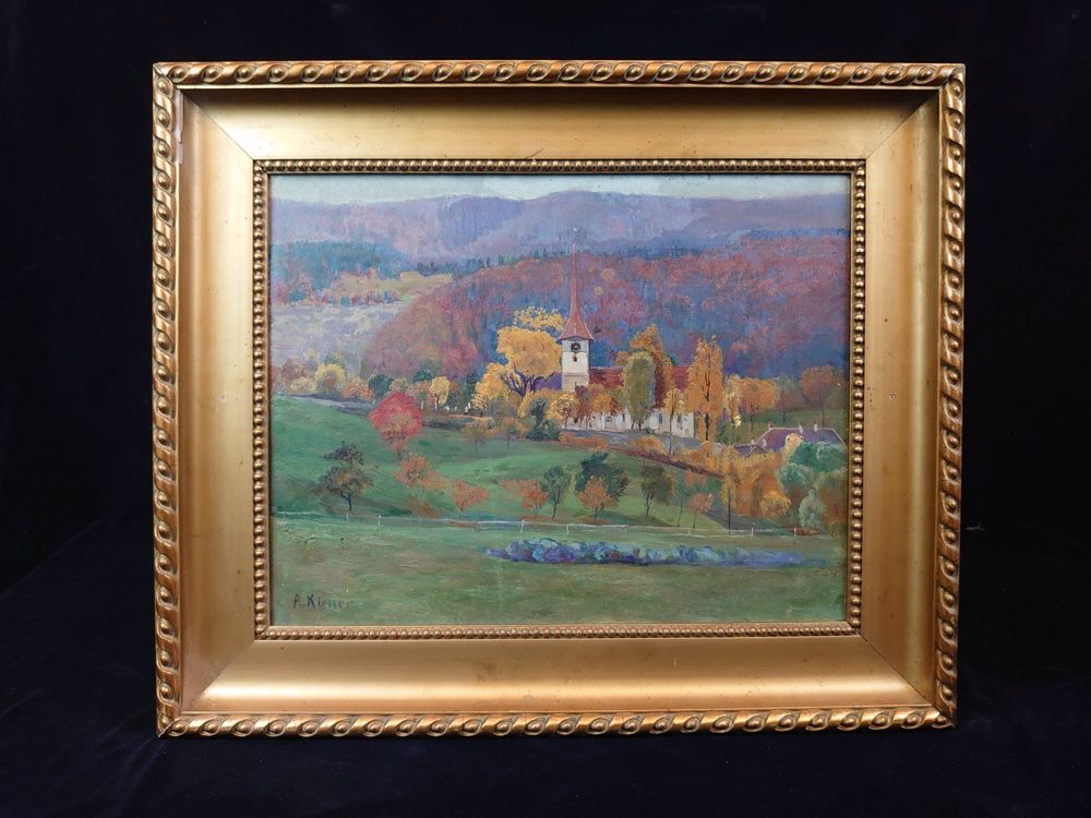 Ölgemälde Kirche auf Hügel Robert Kiener | Kaufen auf Ricardo