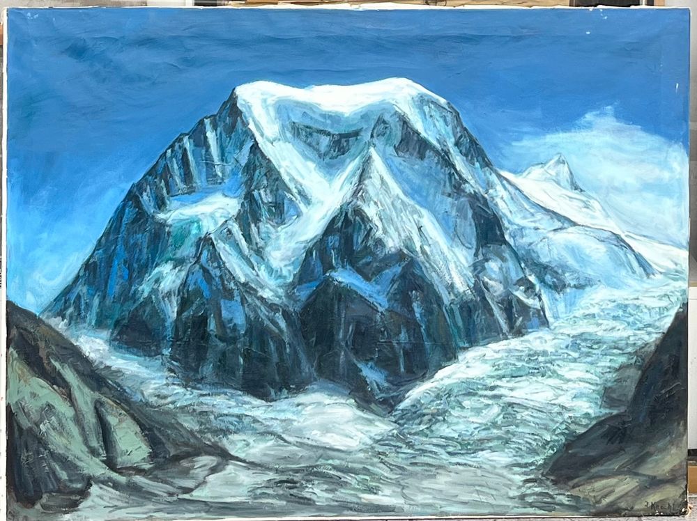 Josef Knecht (1913-?) Grosse Winter-Berglandschaft Gemälde (Gebraucht ...