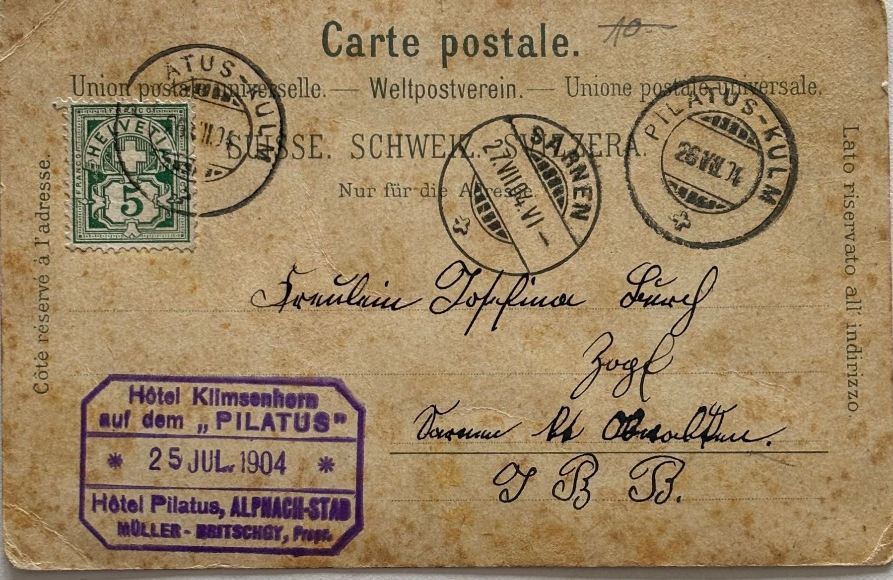 Gruss vom Pilatus, Litho, Hotelstempel, Alpnachstad (D'occasion) à ...