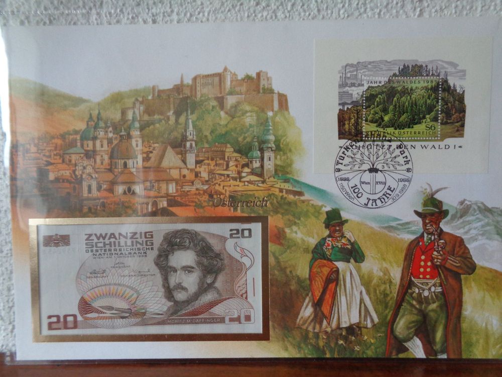 BANKNOTENBRIEF ÖSTERREICH 20. SCHILLING (Neu und originalverpackt) in Fislisbach für CHF 2 – mit ...