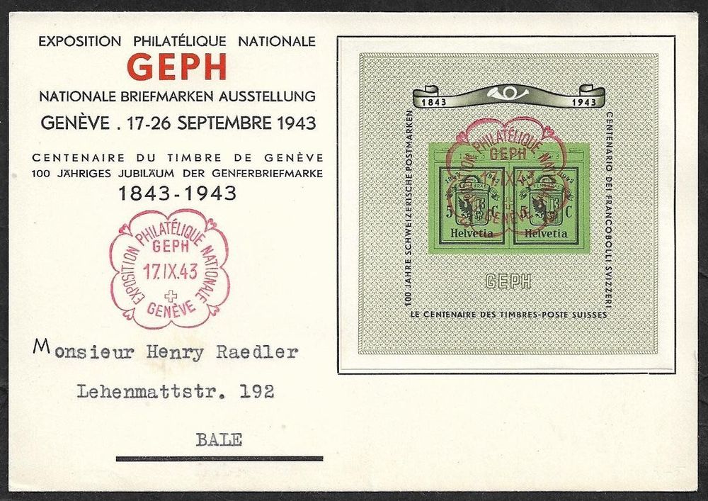 1943 illust. FDC Genfer Block W18 ab 1.- | Kaufen auf Ricardo