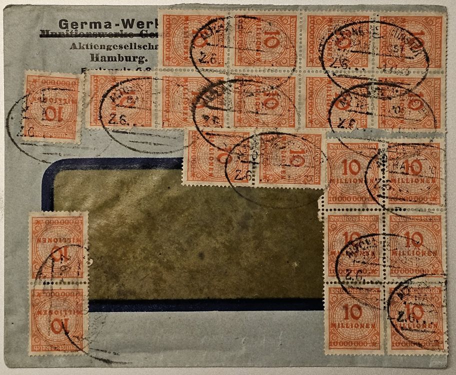 DEUTSCHES REICH INFLATION 10 X 10 MILLIONEN HAMBURG 1923 (Gebraucht) in Düdingen für CHF 8 – mit ...