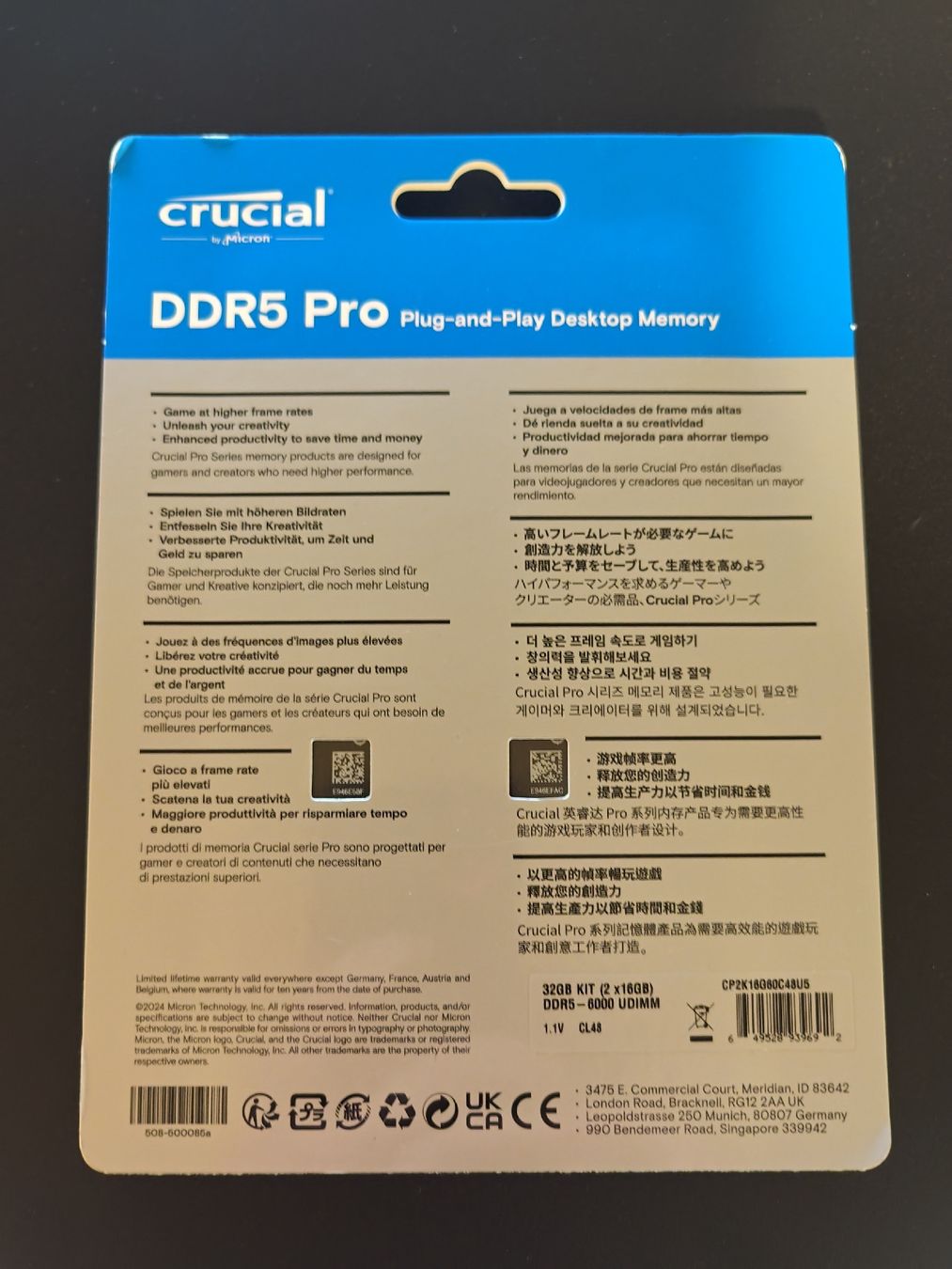 Crucial DDR5 32GB (2x16GB) 6000MHZ New! (Neu und originalverpackt) in ...