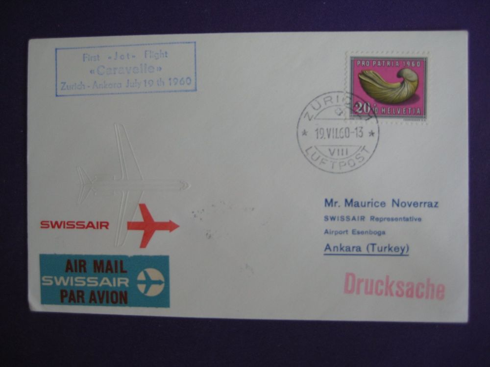 Erstflug Zürich - ANKARA 19.July 1960 (Neu (gemäss Beschreibung)) in Wangs für CHF 3 – mit ...