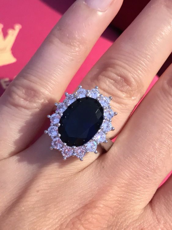 MAGNIFICENT PRINCESS DIANA INSPIRED ROYAL SAPPHIRE RING! 7 (Neu und ...