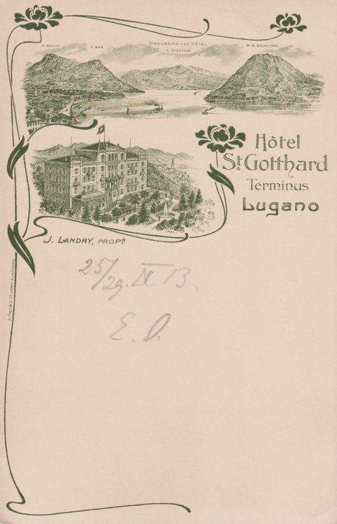 AK Litho Hôtel St.Gotthard Lugano Svizzera 1913! (Usato) a Riva San ...