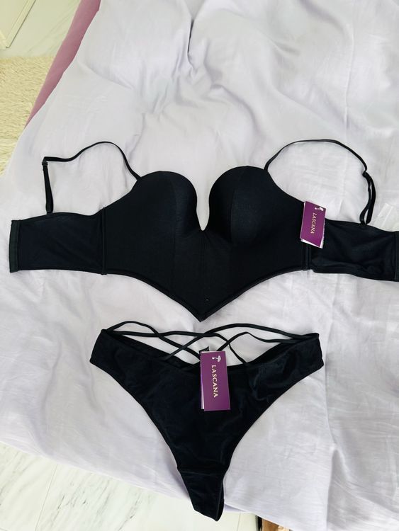 Lascana Dessous Set BH 80B + String 40/42 Schwarz Neu (Neu und ...