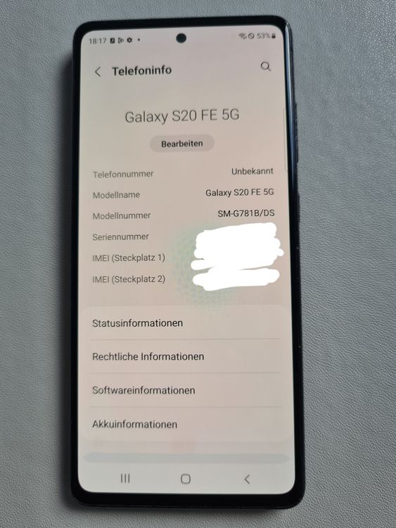 Samsung Galaxy S20 FE 5G SM-G781B/DS 128 GB Cloud Navy (Gebraucht) in Marbach LU für CHF 300 ...