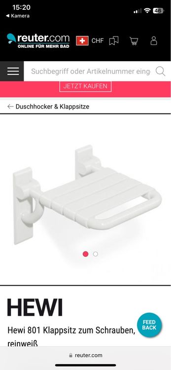 HEWI 801 Sanitär Klappsitz für Dusche (Gebraucht) in Herrliberg für CHF 75 – mit Lieferung auf ...