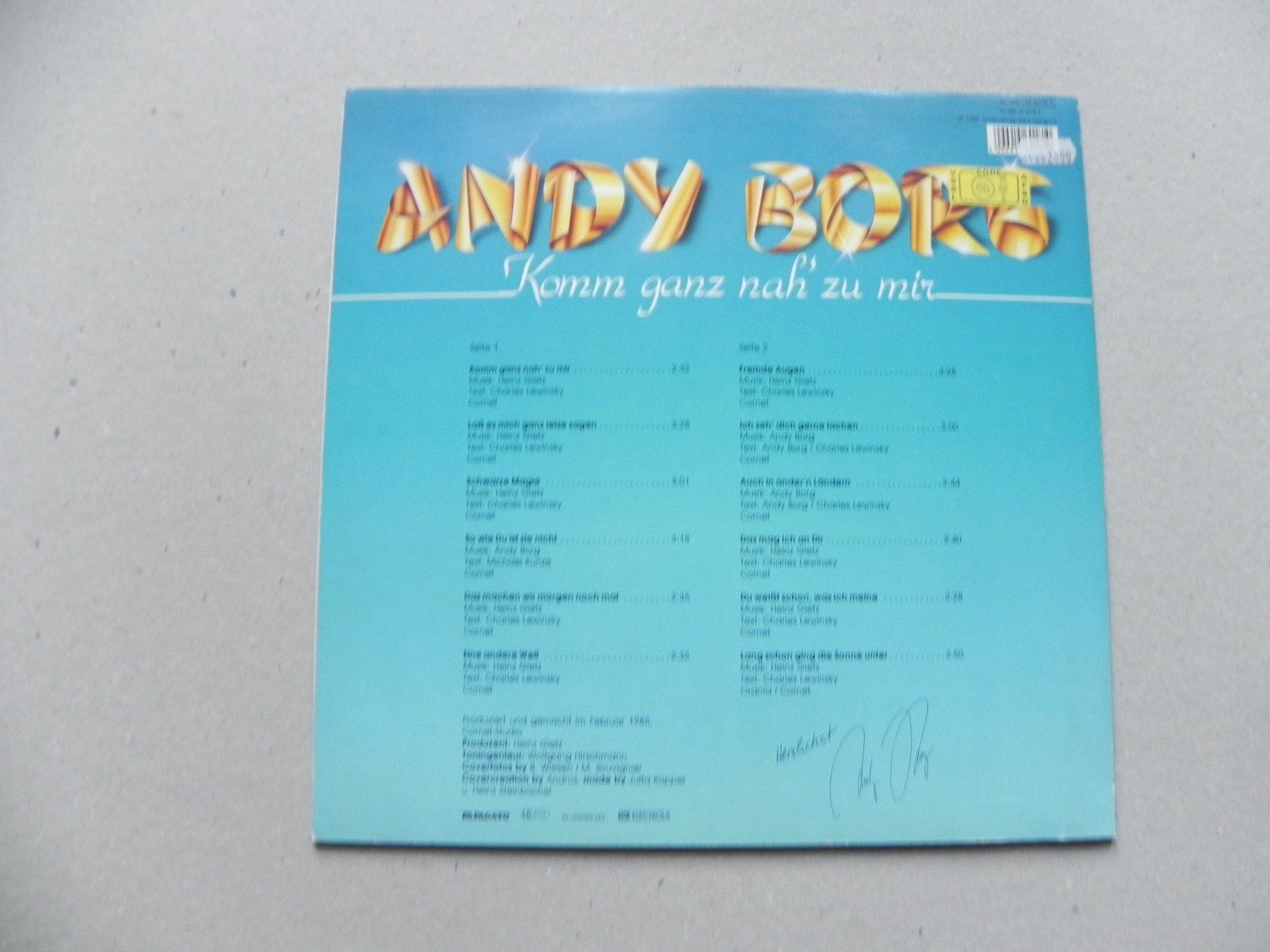 LP Deutschland Schlager Sänger Andy Borg 1985 Komm ganz ... (Gebraucht ...