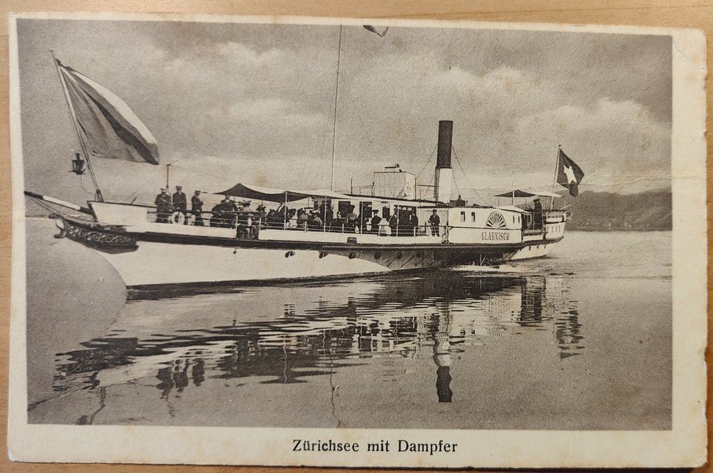 Zürichsee mit Dampfer Glärnisch um 1910 (Gebraucht) in St. Erhard für ...